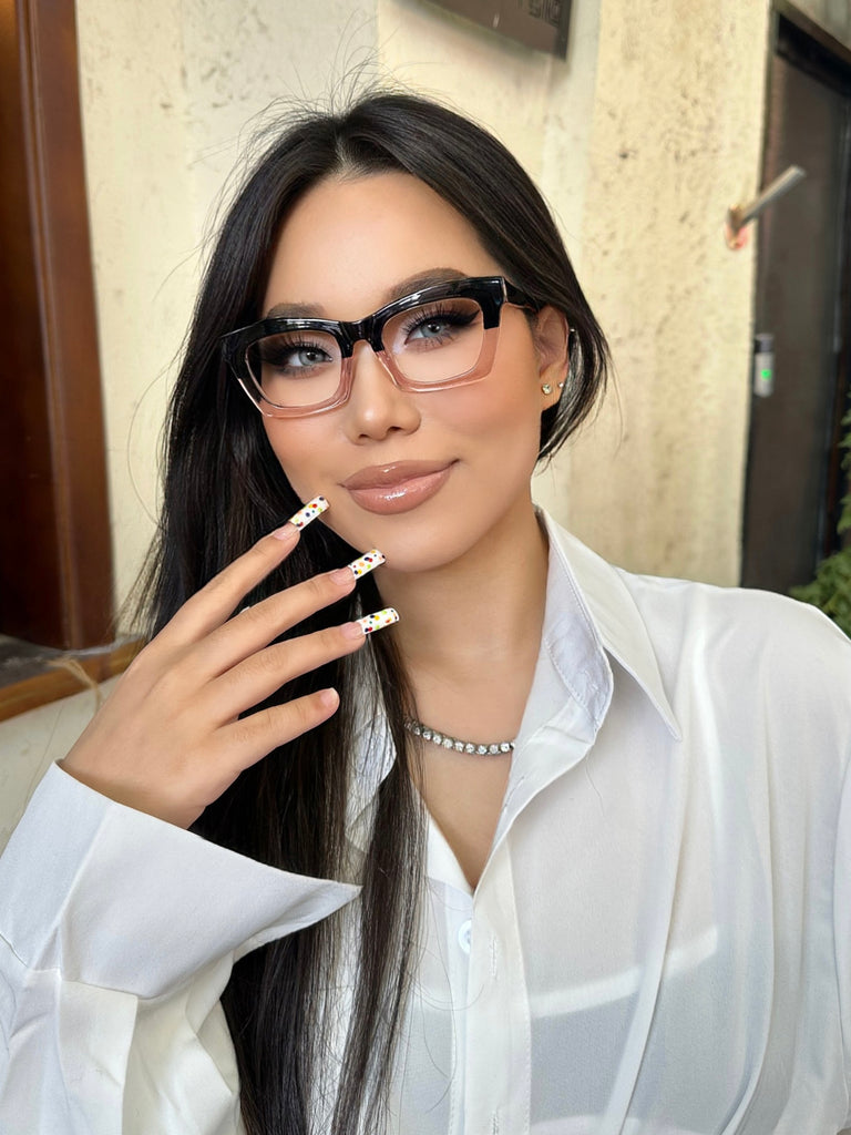 Black and Pink Patchwork Eyeglasses ___Aura – lakoh